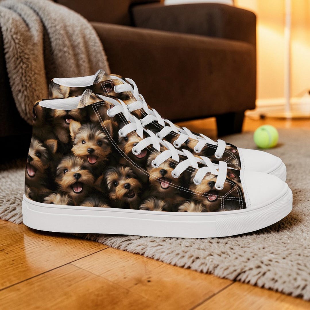 Yorkie Shoes, Yorkshire Terrier Mom Gift, Women's High Top Sneakers ...