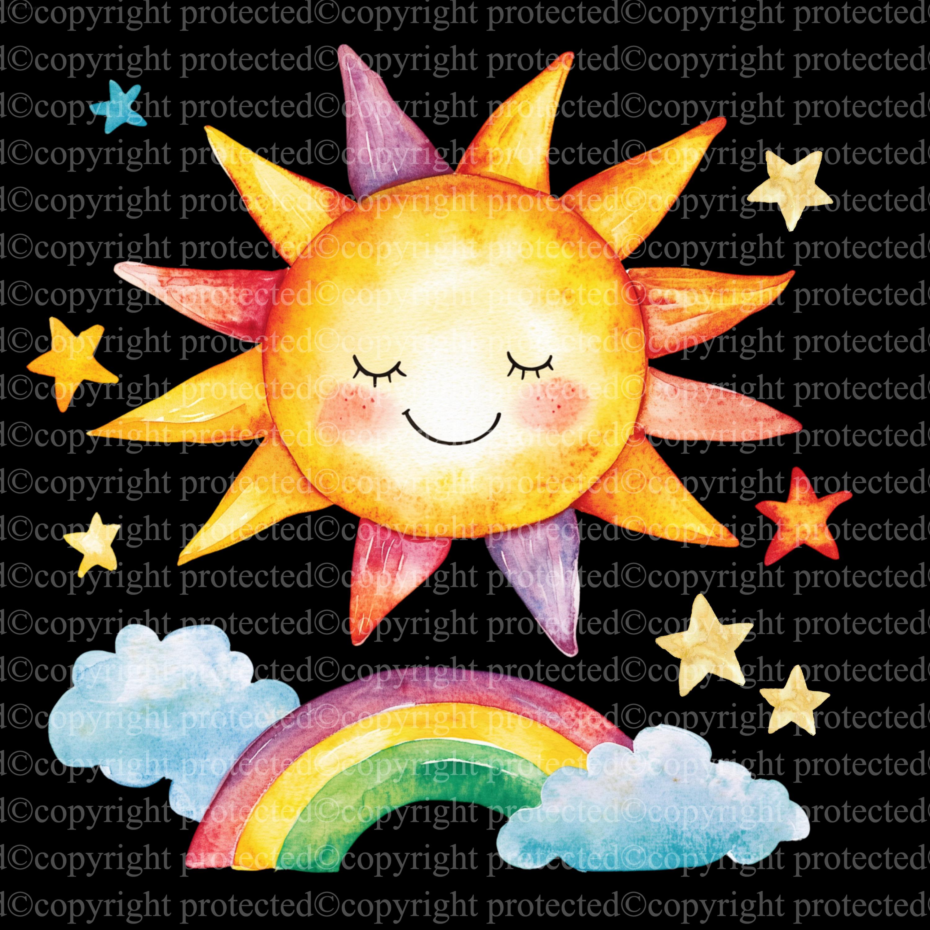 9 Sun and Rainbow Clipart, Nursery Rainbow, Printable Watercolor ...