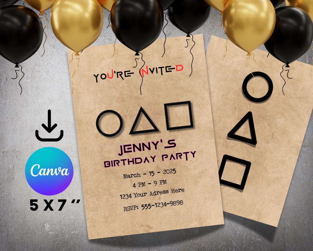 Squid Game Themed Party Invitation Card, Recruit Birthday Invite ...