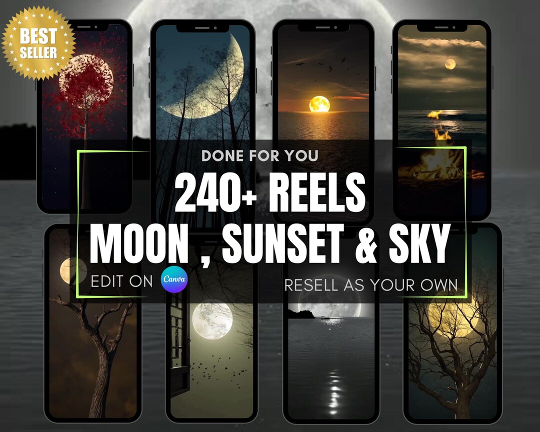 240+ MOON Sunset & Sky AI Reels, Moonlight Footage, AI Generated Nature Faceless Video ...