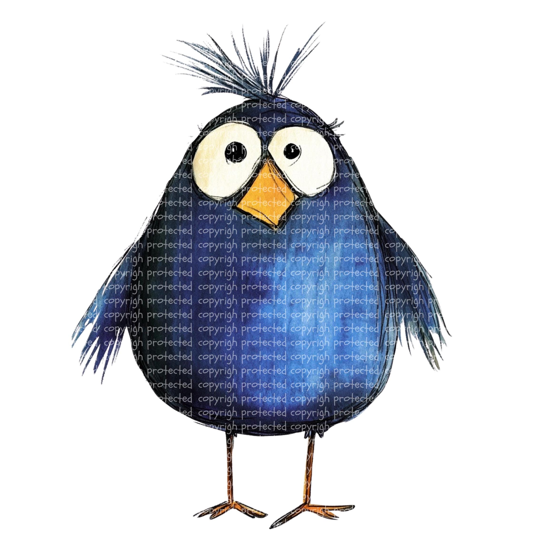 24 Whimsical Fat Birds Clipart –watercolor Cartoon Bird Pngs, Printable ...