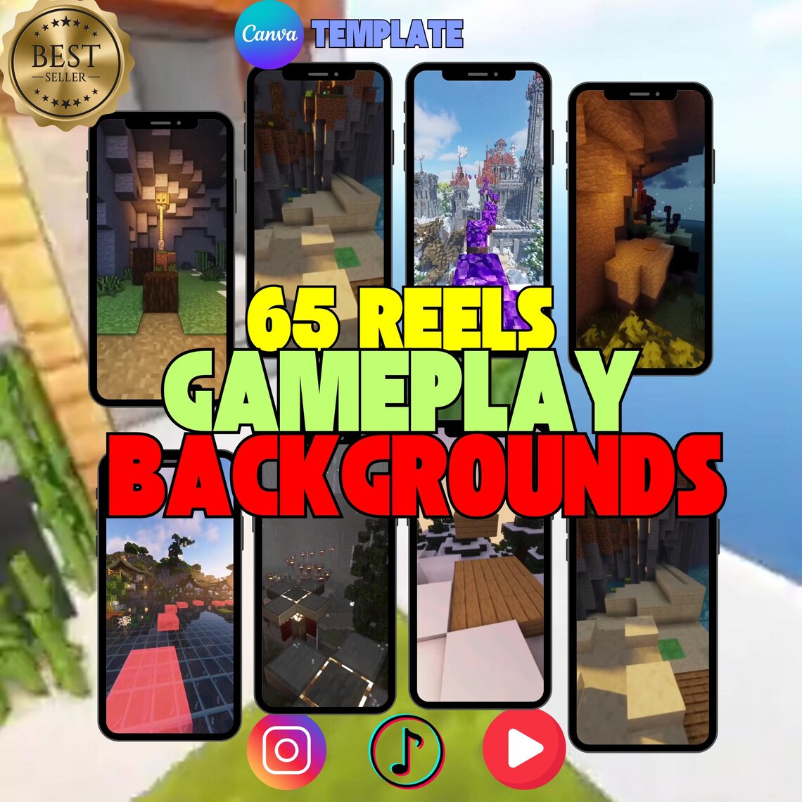 65 Gameplay Reels, Canva Background Videos for Tiktok Reddit Stories ...
