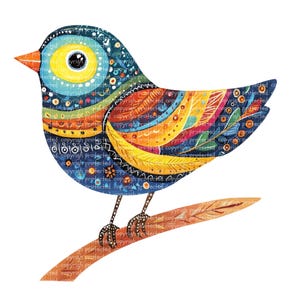 14 Folk Whimsical Birds Clipart – Watercolor Cartoon Bird PNG ...