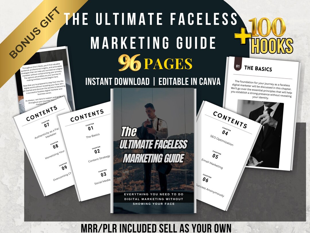 Faceless Digital Marketing Guide With PLR and MRR, Learn and Resell ...