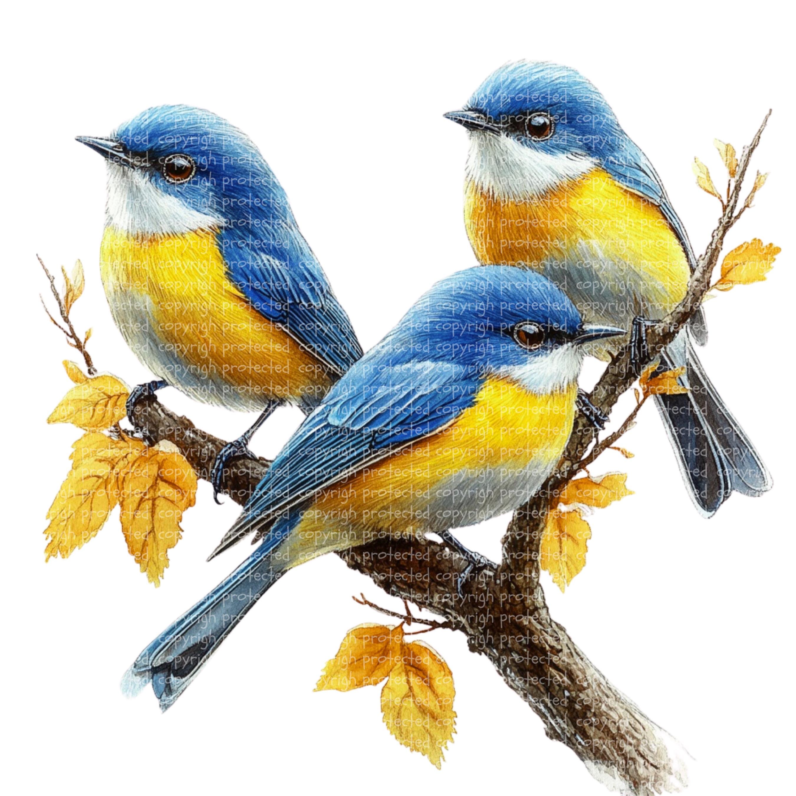 10 Pngs Blue Tit Bird Clipart - Eurasian Blue Tit Watercolor Birds ...