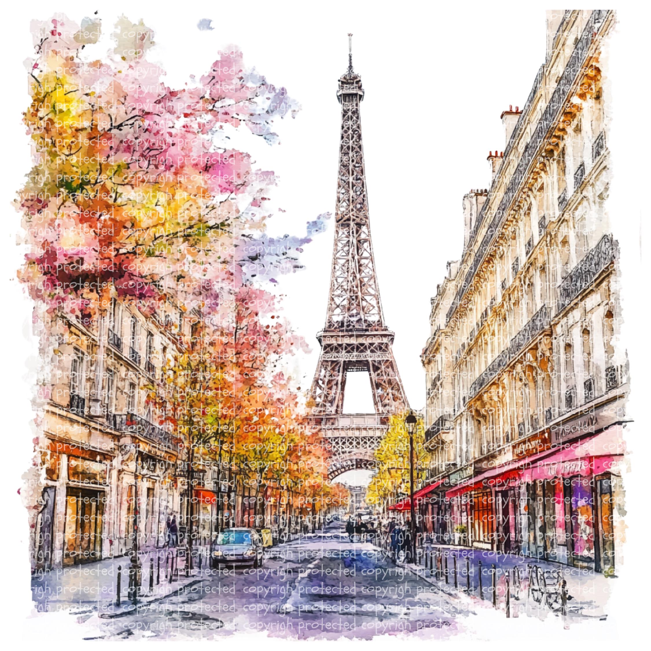 23 PNG Paris Watercolor Clipart Set - Iconic Parisian Landmarks ...