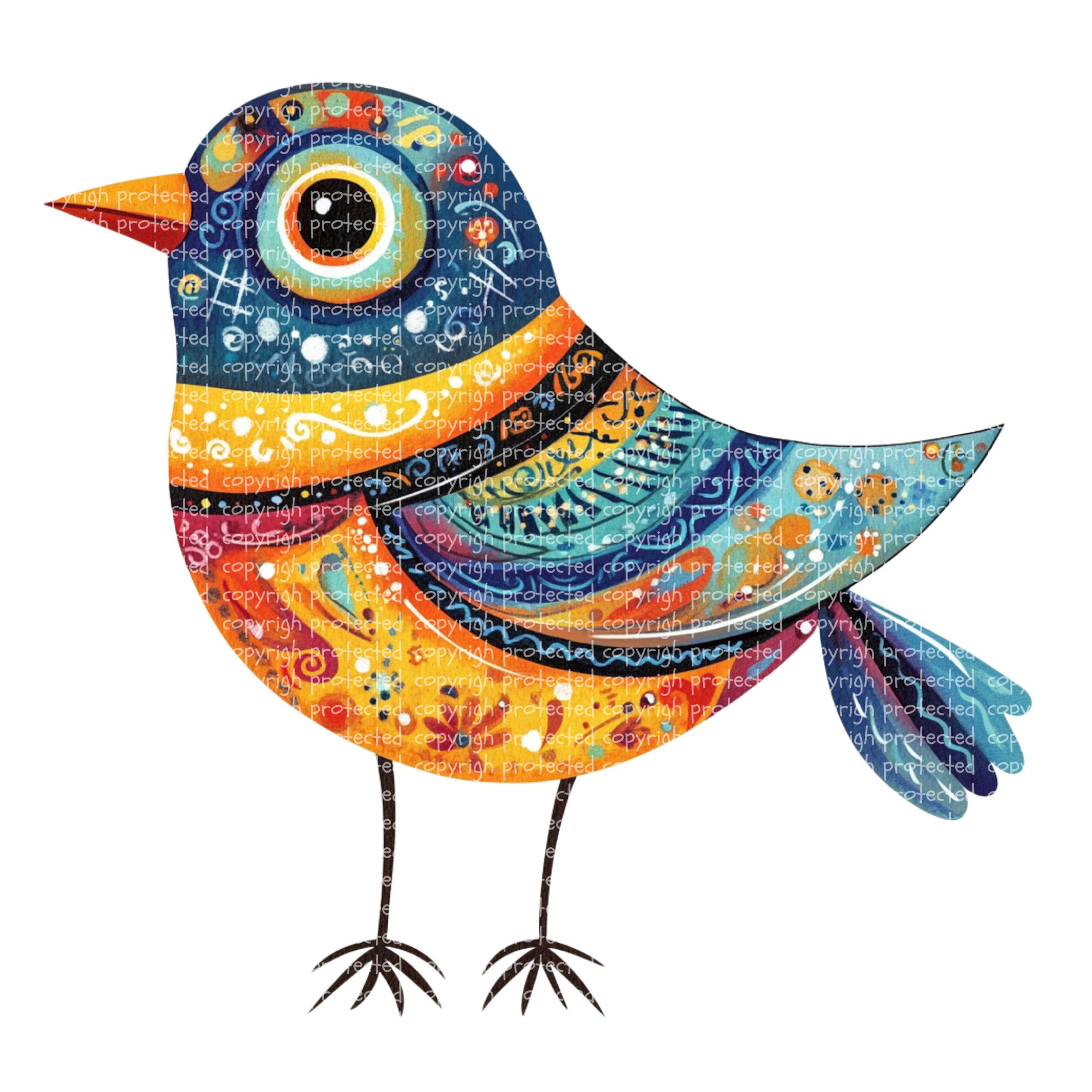 14 Folk Whimsical Birds Clipart – Watercolor Cartoon Bird PNG ...