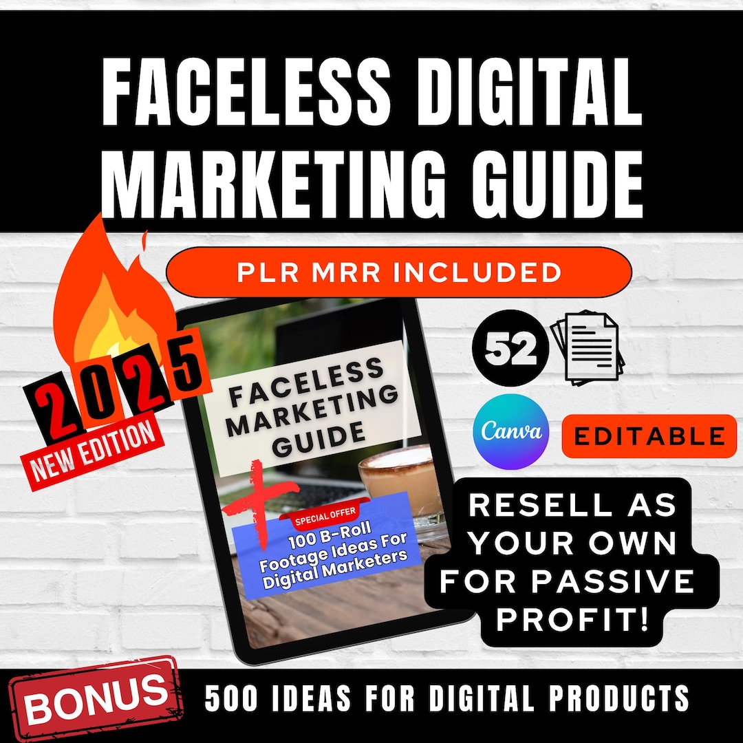 Faceless Digital Marketing Guide PLR MRR, Learn and Resell Faceless ...