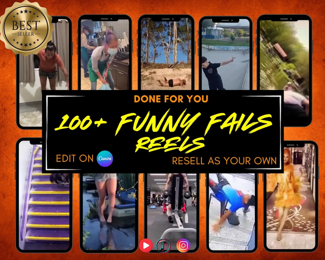100+ Funny Fails Reels, Viral Videos Bundle, Hilarious Clips, PLR MRR ...
