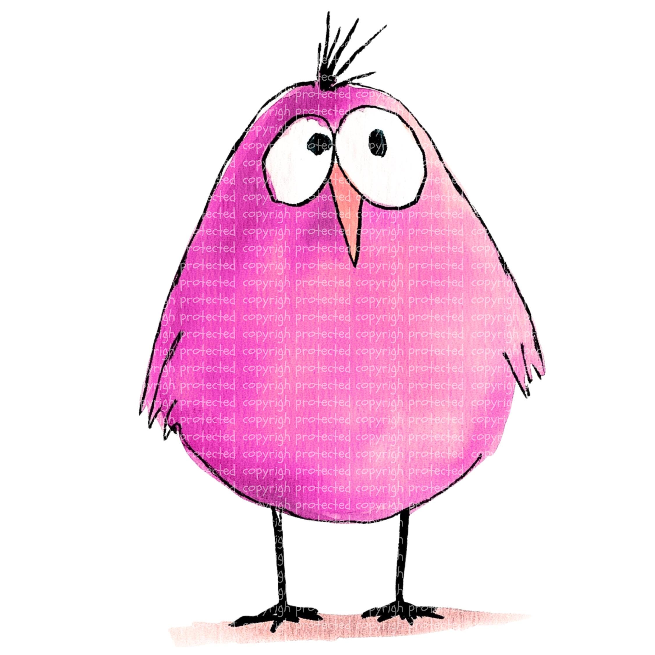 24 Whimsical Fat Birds Clipart –watercolor Cartoon Bird Pngs, Printable ...