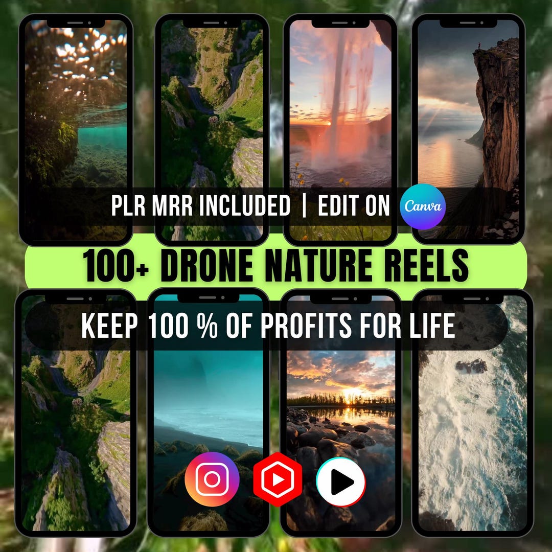 100+ Nature Drone Reels MRR PLR Faceless Aesthetic Videos With Master ...