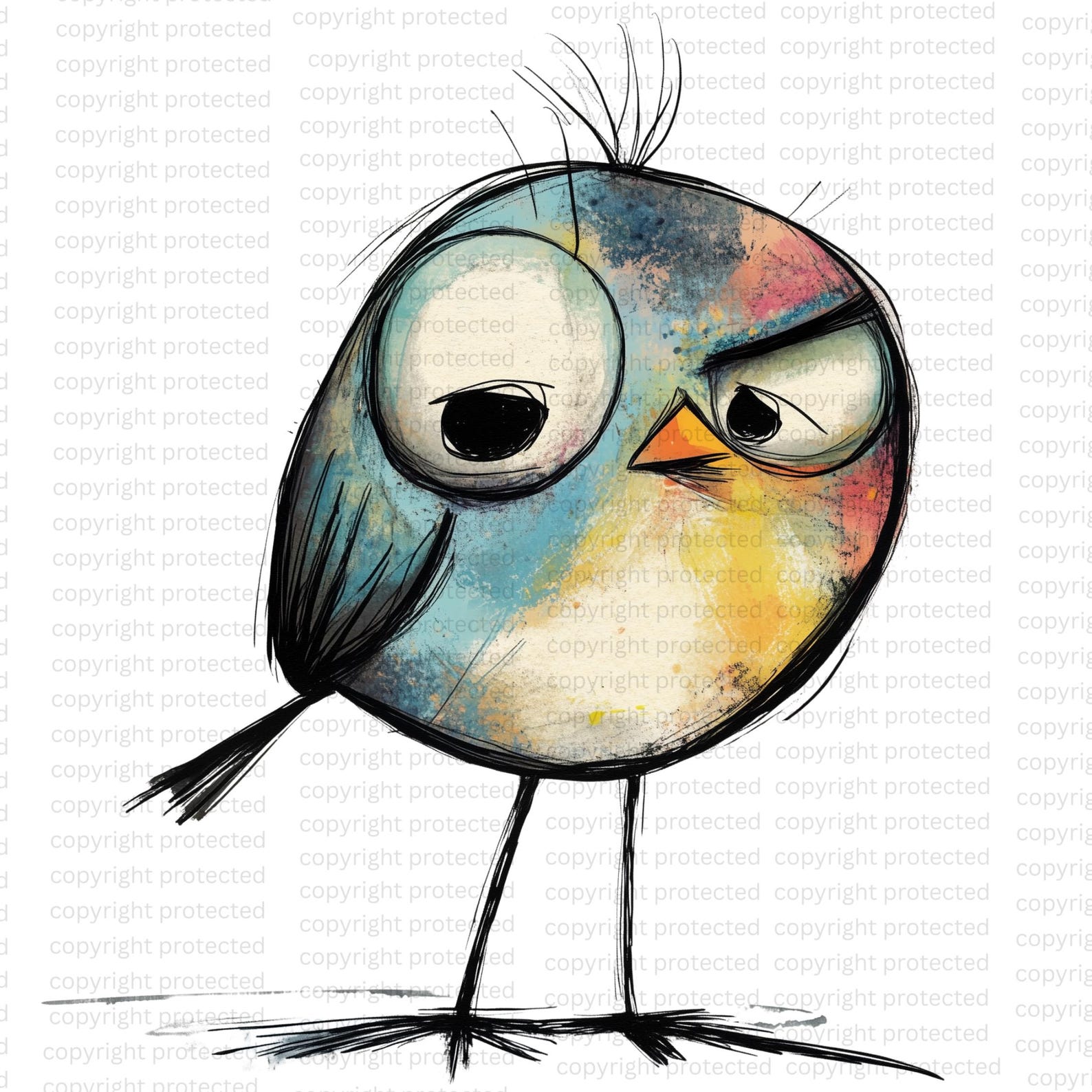 13 Grumpy Birds Clipart – Watercolor Cartoon Bird Pngs, Printable ...