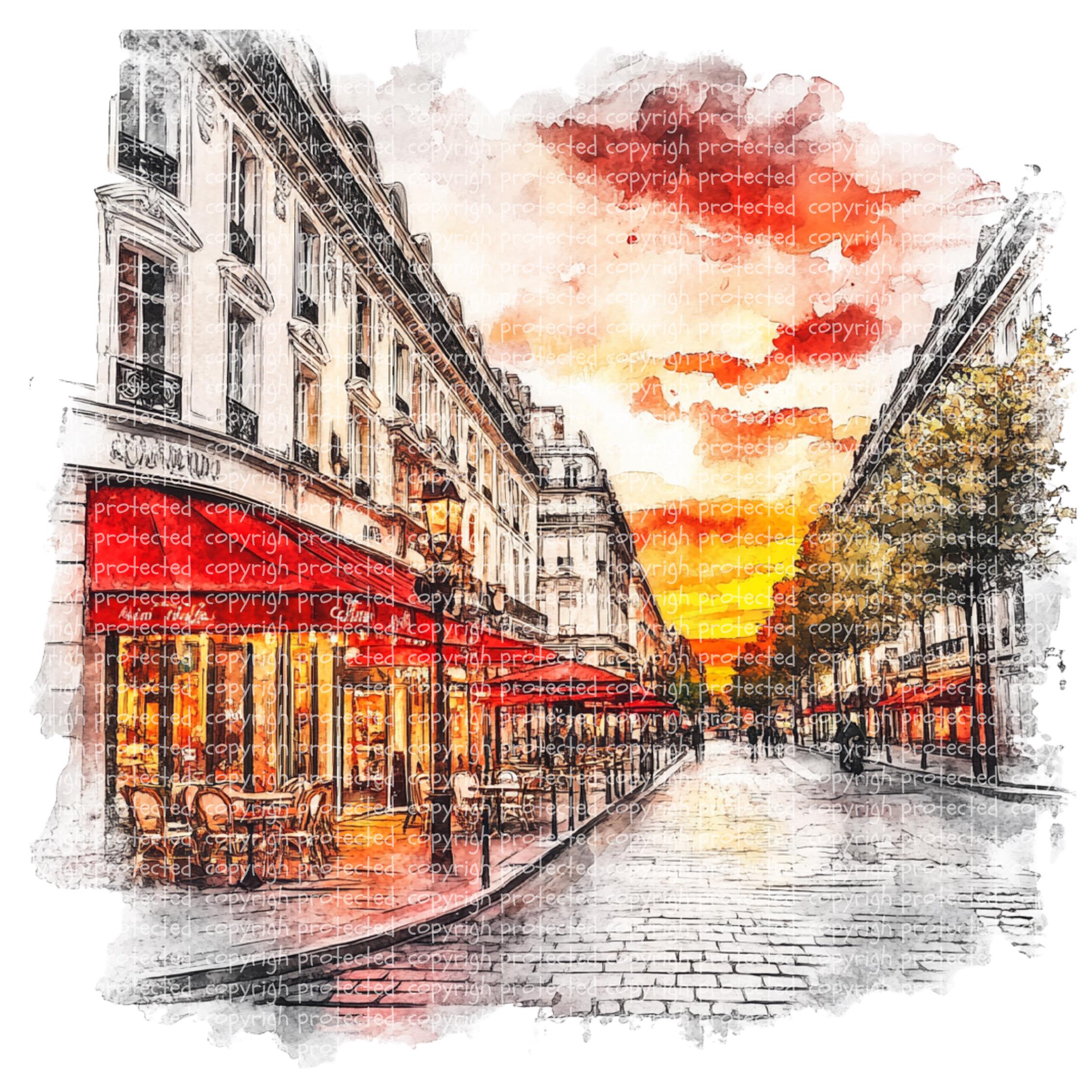 23 PNG Paris Watercolor Clipart Set - Iconic Parisian Landmarks ...