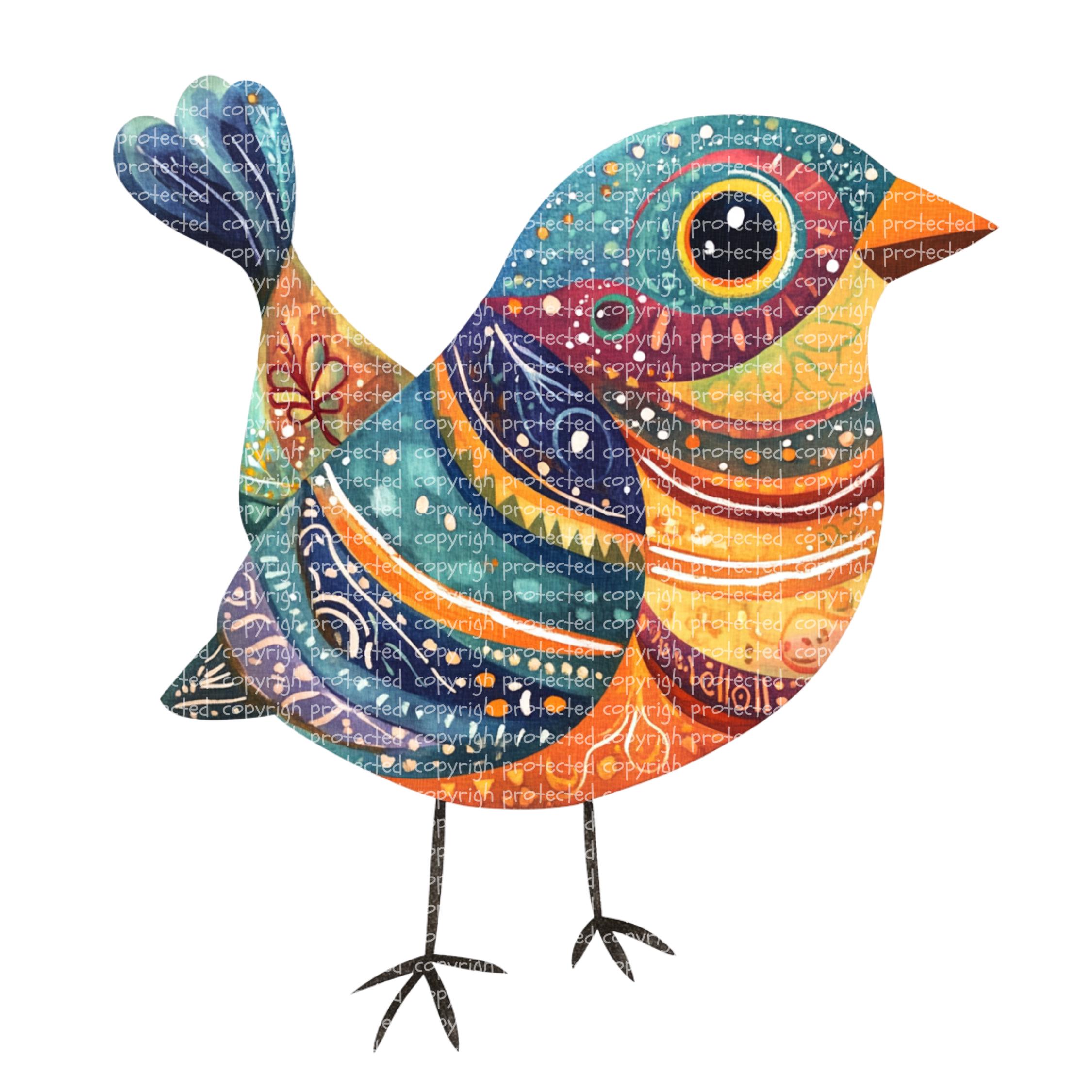 14 Folk Whimsical Birds Clipart – Watercolor Cartoon Bird PNG ...