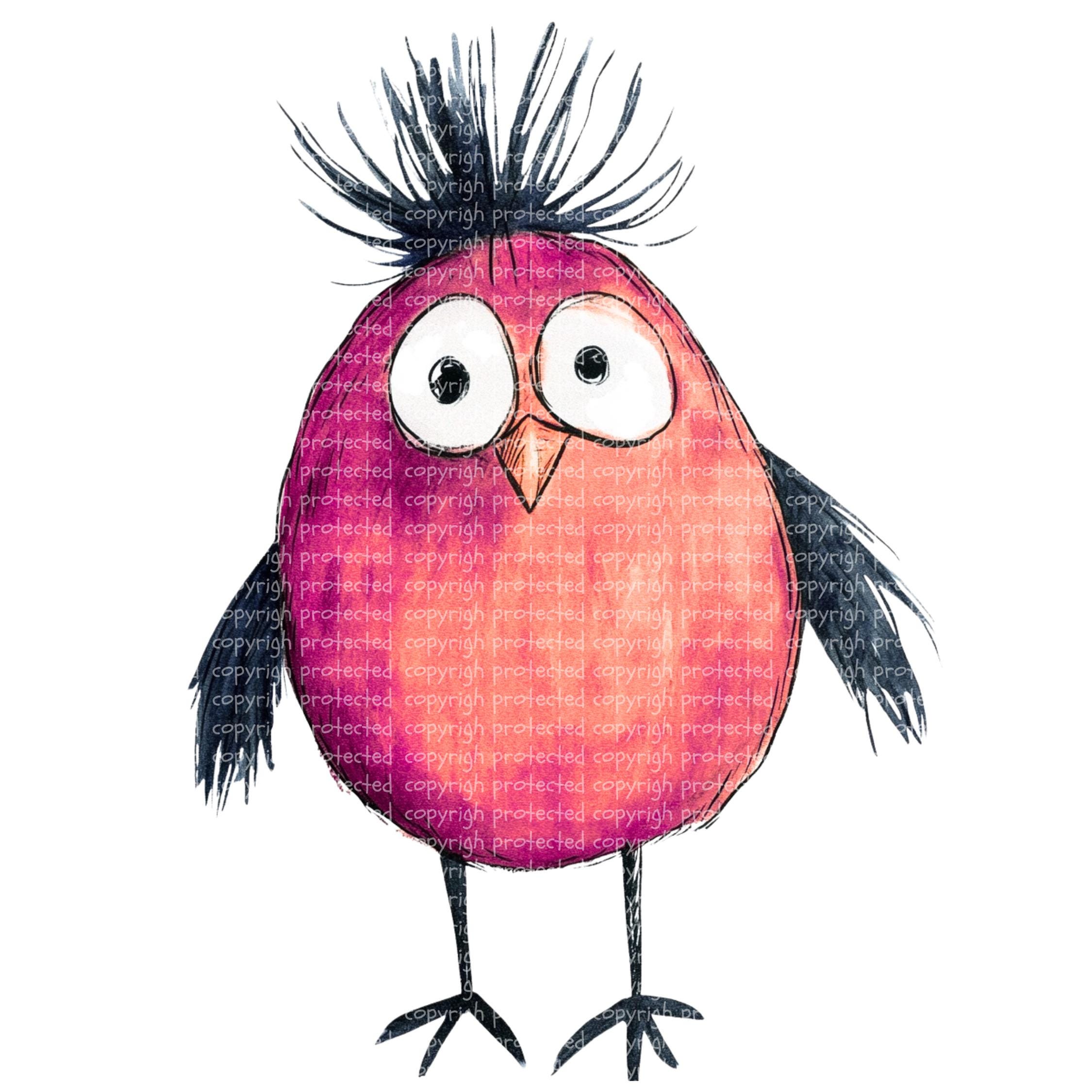 24 Whimsical Fat Birds Clipart –watercolor Cartoon Bird Pngs, Printable ...