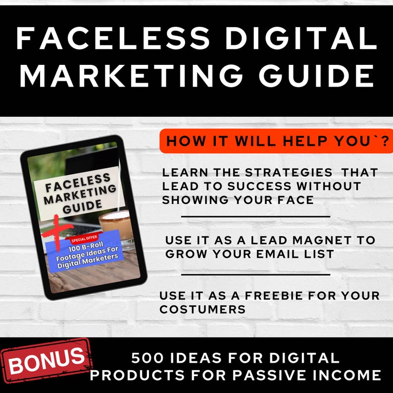 Faceless Digital Marketing Guide PLR MRR, Learn and Resell Faceless ...