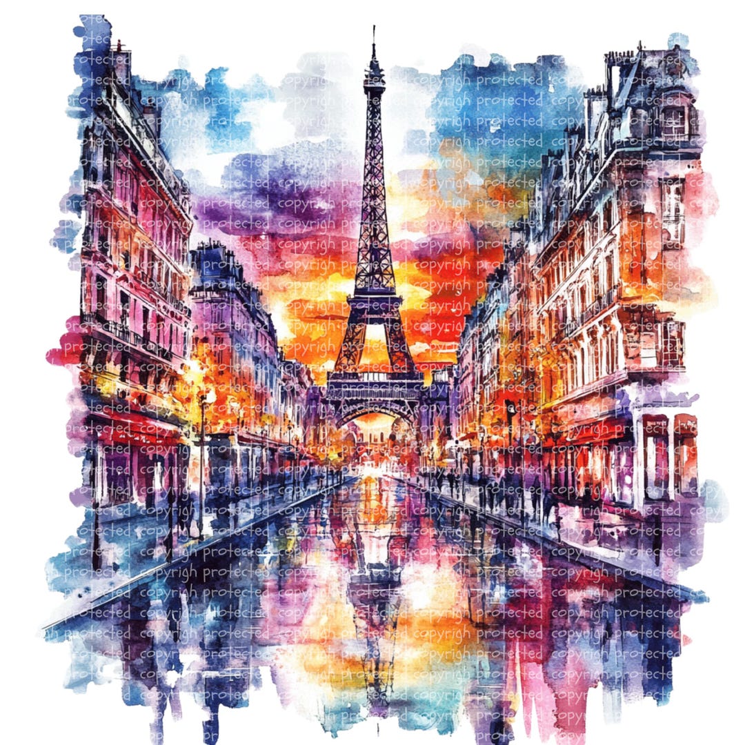 23 PNG Paris Watercolor Clipart Set - Iconic Parisian Landmarks ...