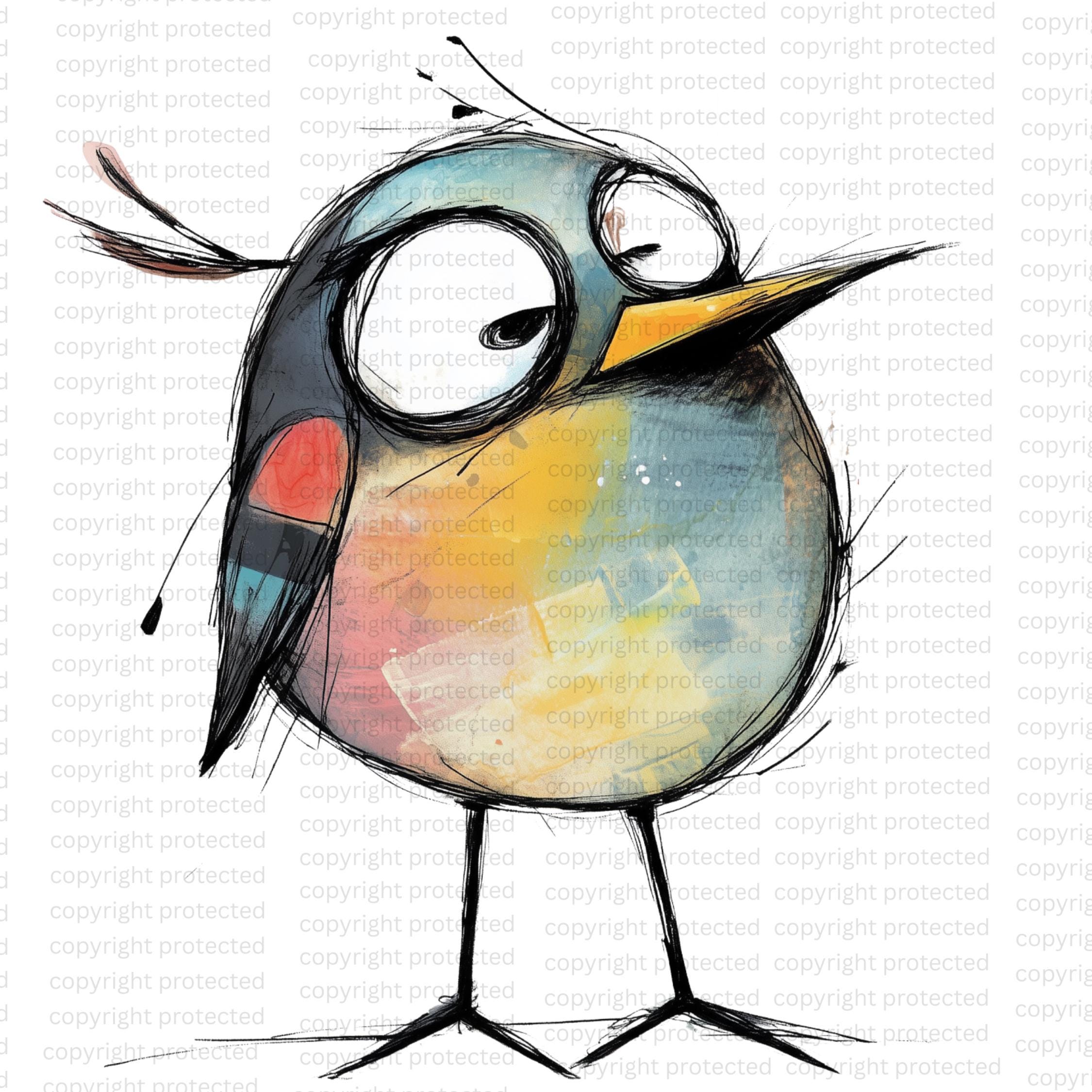 13 Grumpy Birds Clipart – Watercolor Cartoon Bird Pngs, Printable ...