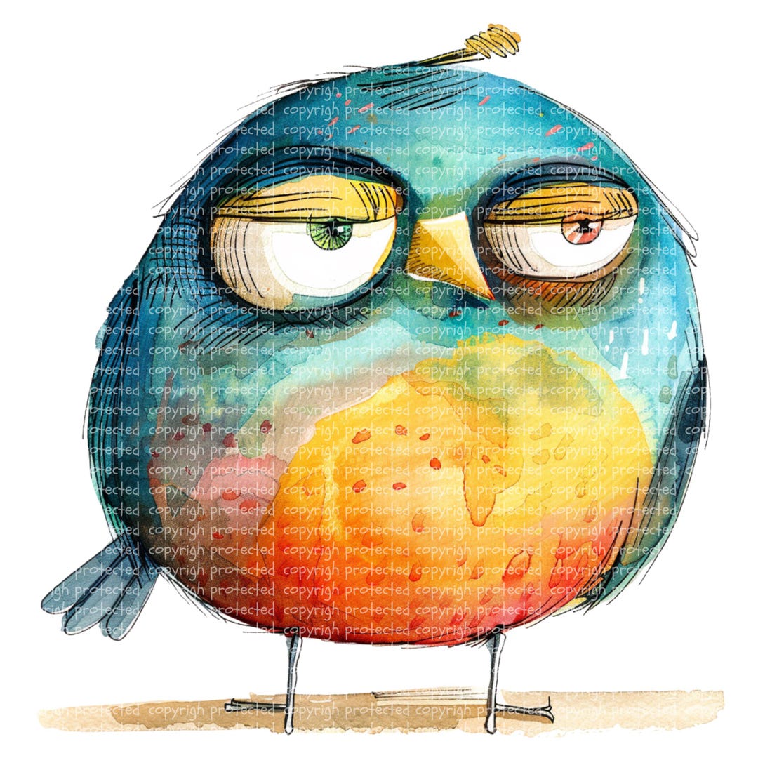 16 Weird Birds Clipart – Watercolor Cartoon Bird Pngs, Printable ...