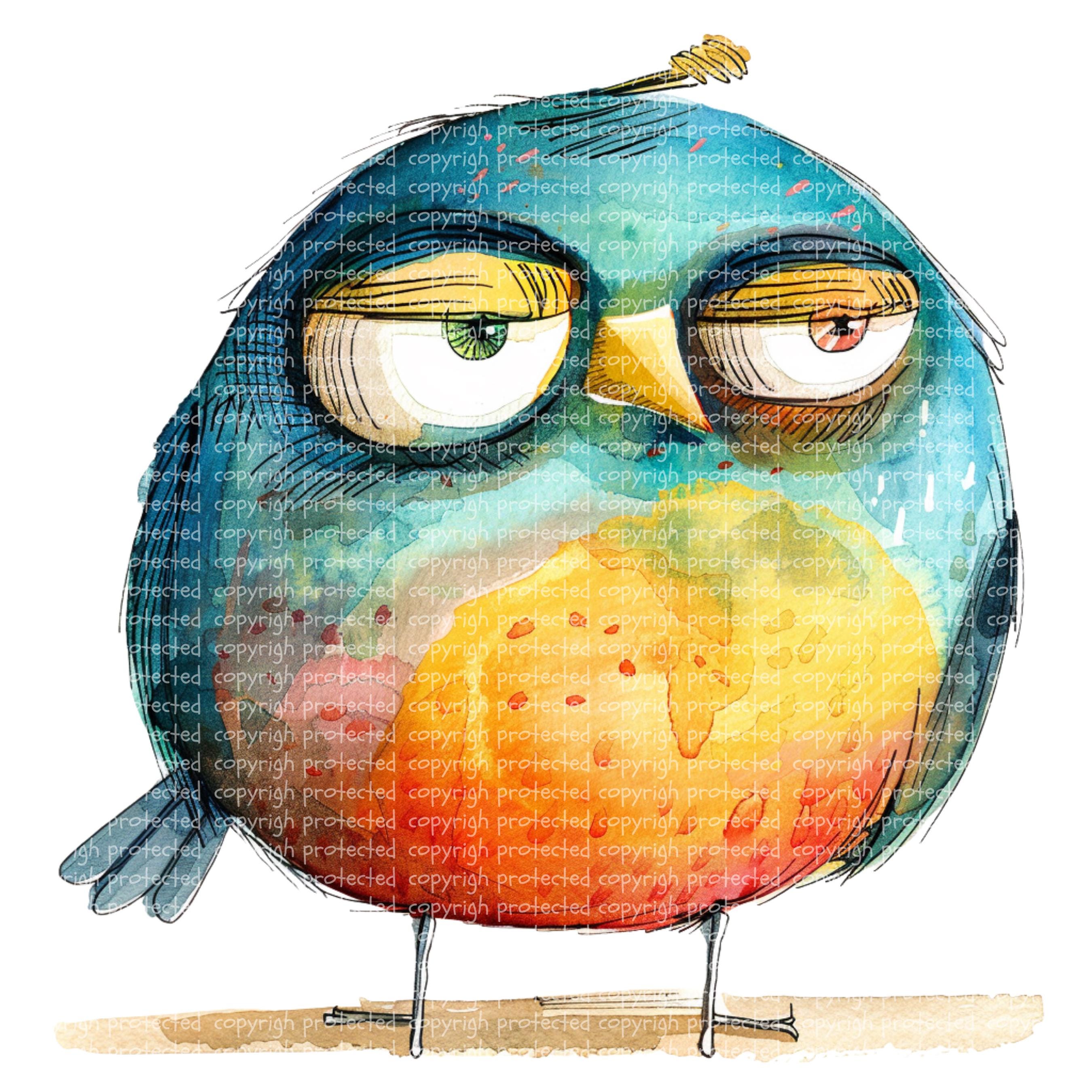 16 Weird Birds Clipart – Watercolor Cartoon Bird Pngs, Printable ...