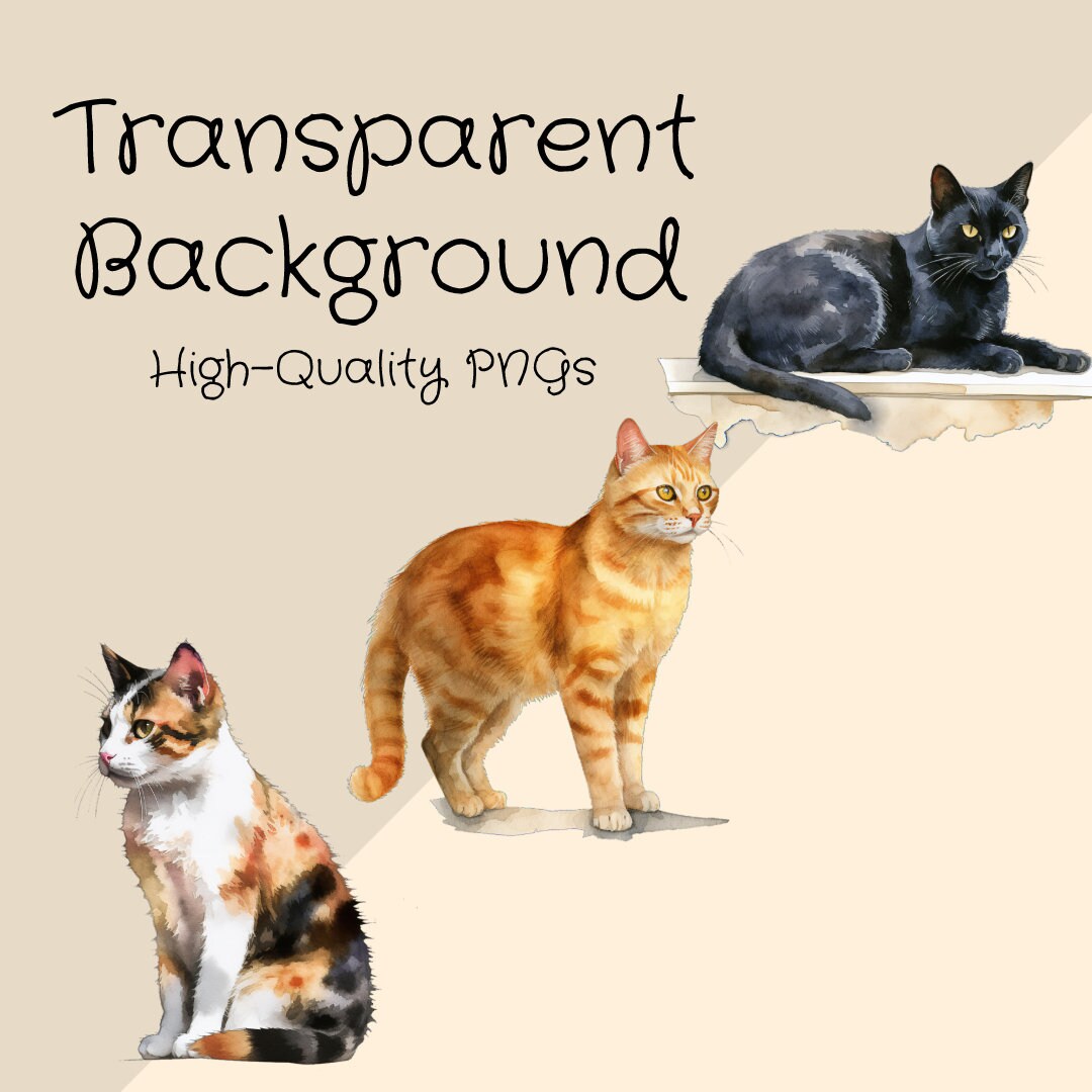 Watercolor Cat Clipart Watercolor Clipart Cat Clipart - Etsy