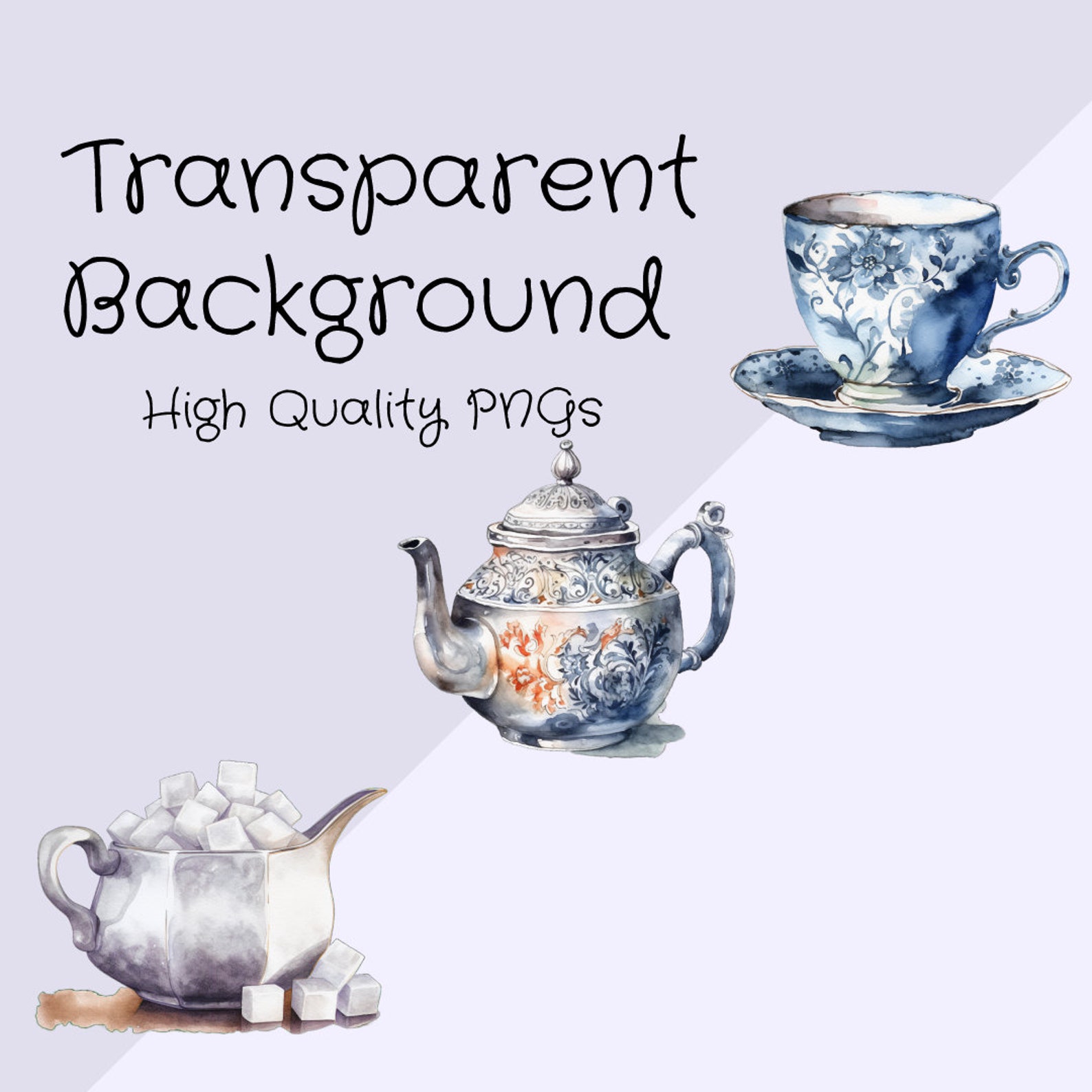 Watercolor Tea Set Clipart | Tea Party Clipart | Watercolor Clipart ...