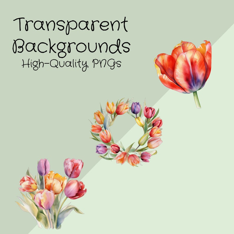 Watercolor Tulips Clipart | Floral Clipart | Watercolor Tulips | Tulip ...