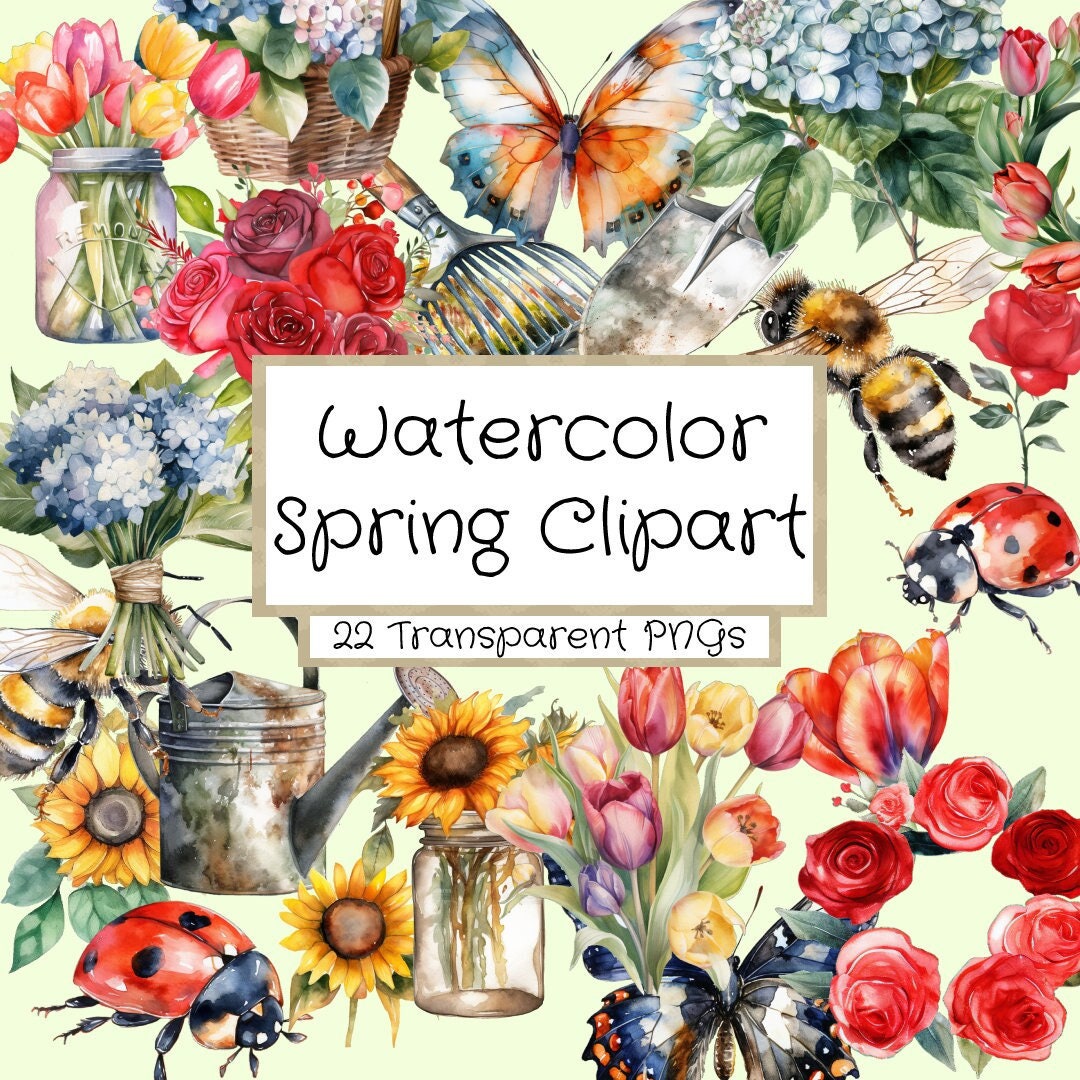 Watercolor Spring Clipart | Spring Clipart | Watercolor Clipart ...