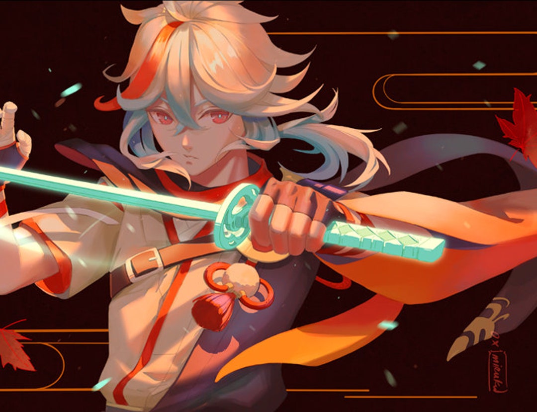 11x8.5 Genshin Impact Kazuha Art Print Anime Wall Art Poster 100lb ...