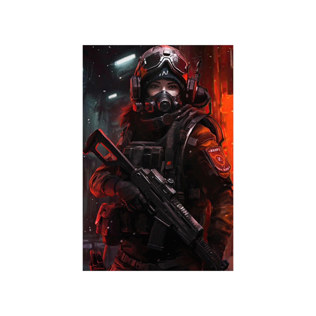 Mask Commando Girl 4 Cyberpunk Dystopic Series Poster Portrait 12x18 ...