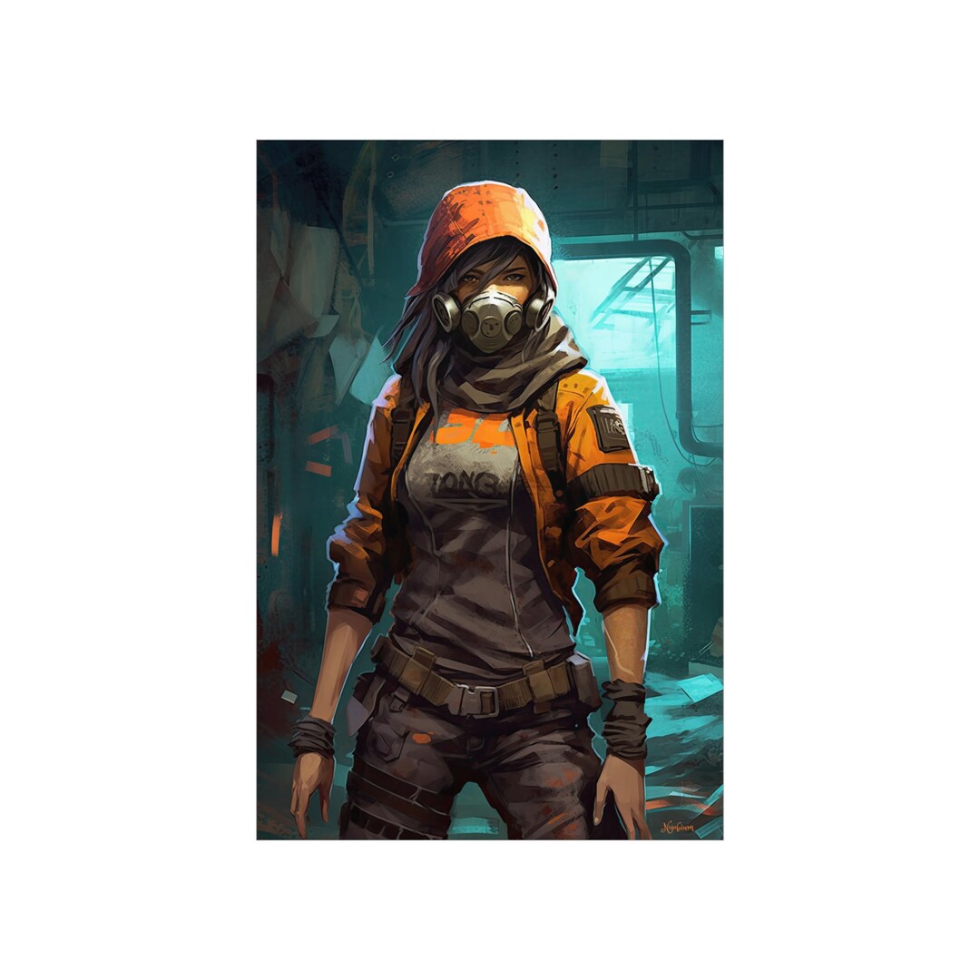 Mask Commando Girl 7 - Cyberpunk Dystopic Series Poster - Portrait ...