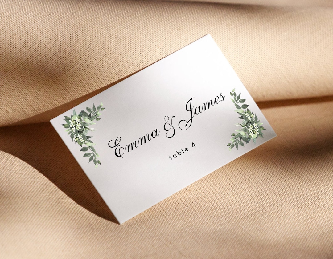 Personalized Wedding Place Card Template, Modern Minimalist Template ...