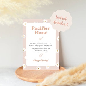 Daisy Pacifier Hunt Coed Minimalist Gender Neutral Baby Shower Game ...
