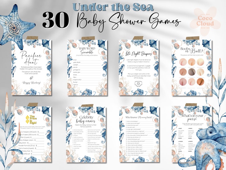 Under the Sea 30 Baby Shower Game Mermaid Summer Bundle - Etsy Australia