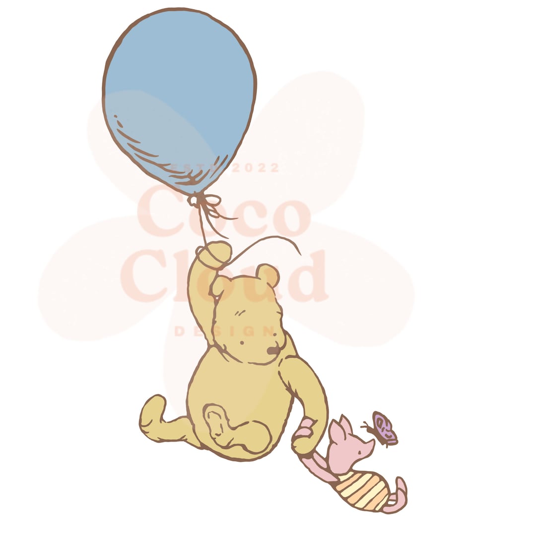 Classic Winnie the Pooh Piglet Balloon PNG JPEG Artwork - Etsy