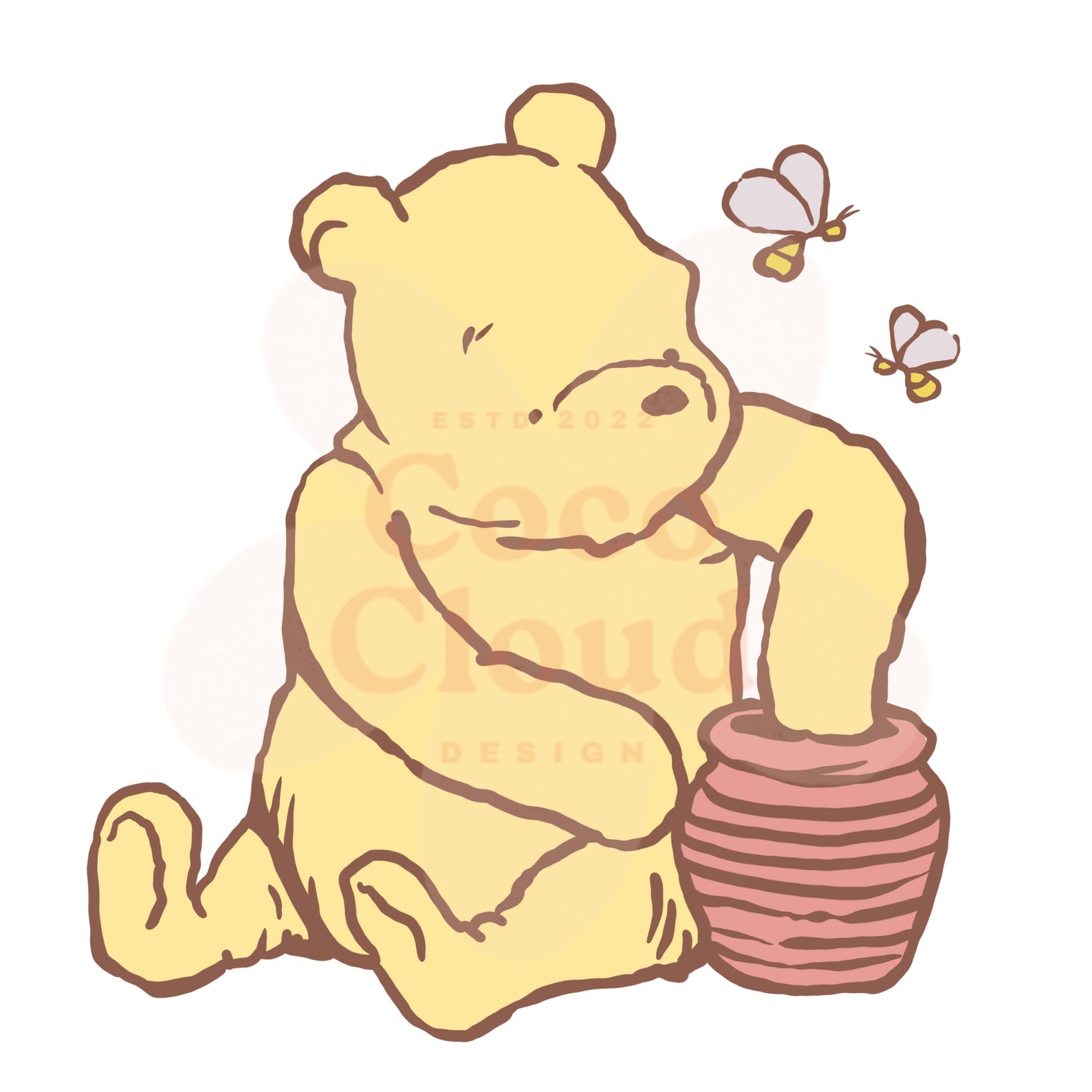 Classic Winnie Pooh Honey Pot, PNG JPEG, Artwork Clipart, Transparent Background, Baby Shower ...