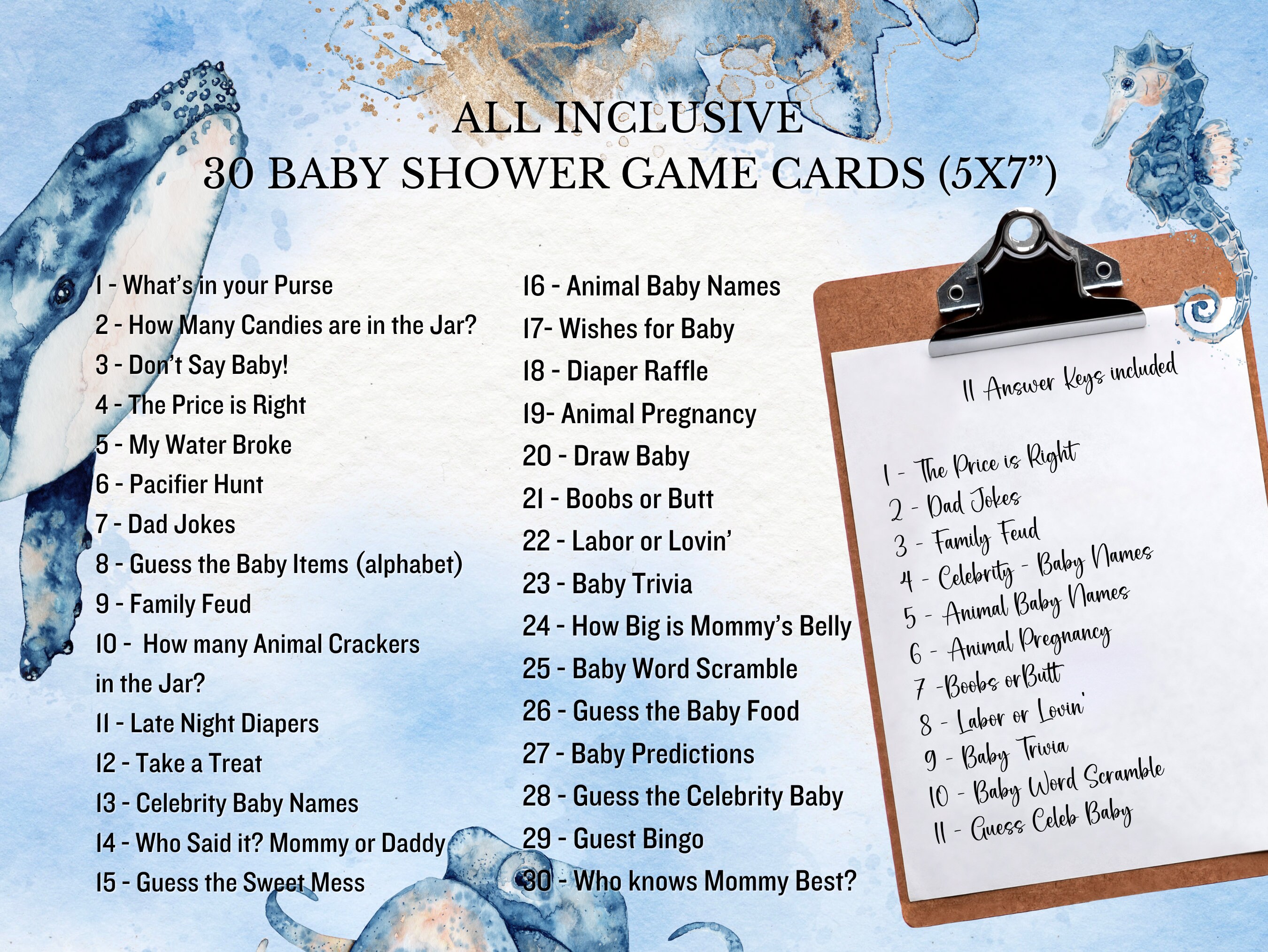 Under the Sea 30 Baby Shower Game Mermaid Summer Bundle - Etsy