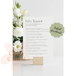 Baby Trivia Baby Shower Game Coed Boho Gender Neutral Activity Party ...