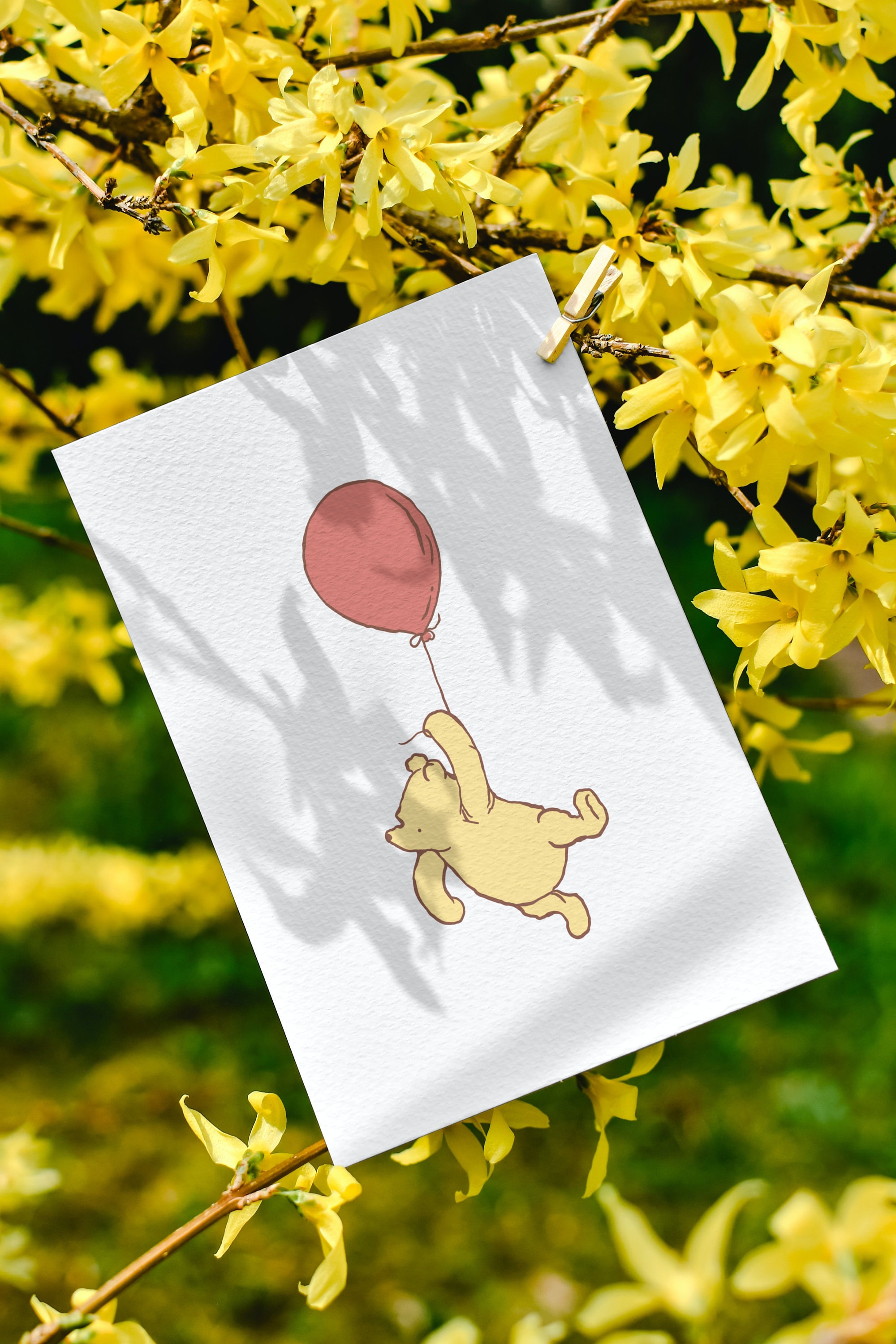 Classic Winnie Pooh Red Balloon, PNG JPEG, Artwork Clipart, Transparent ...