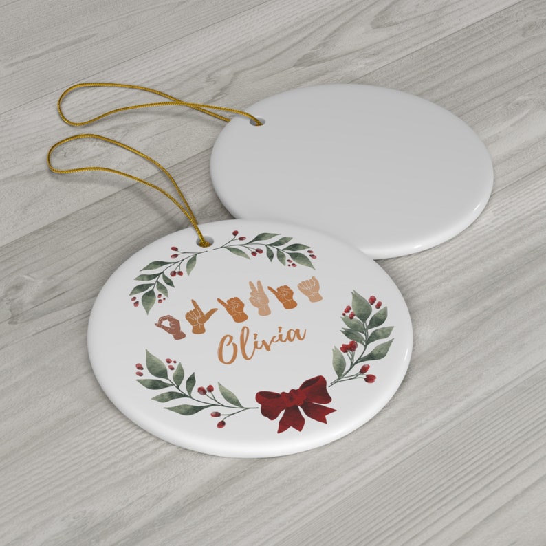 Ceramic Ornament, Personalized ASL American Sign Language Name, Custom ...