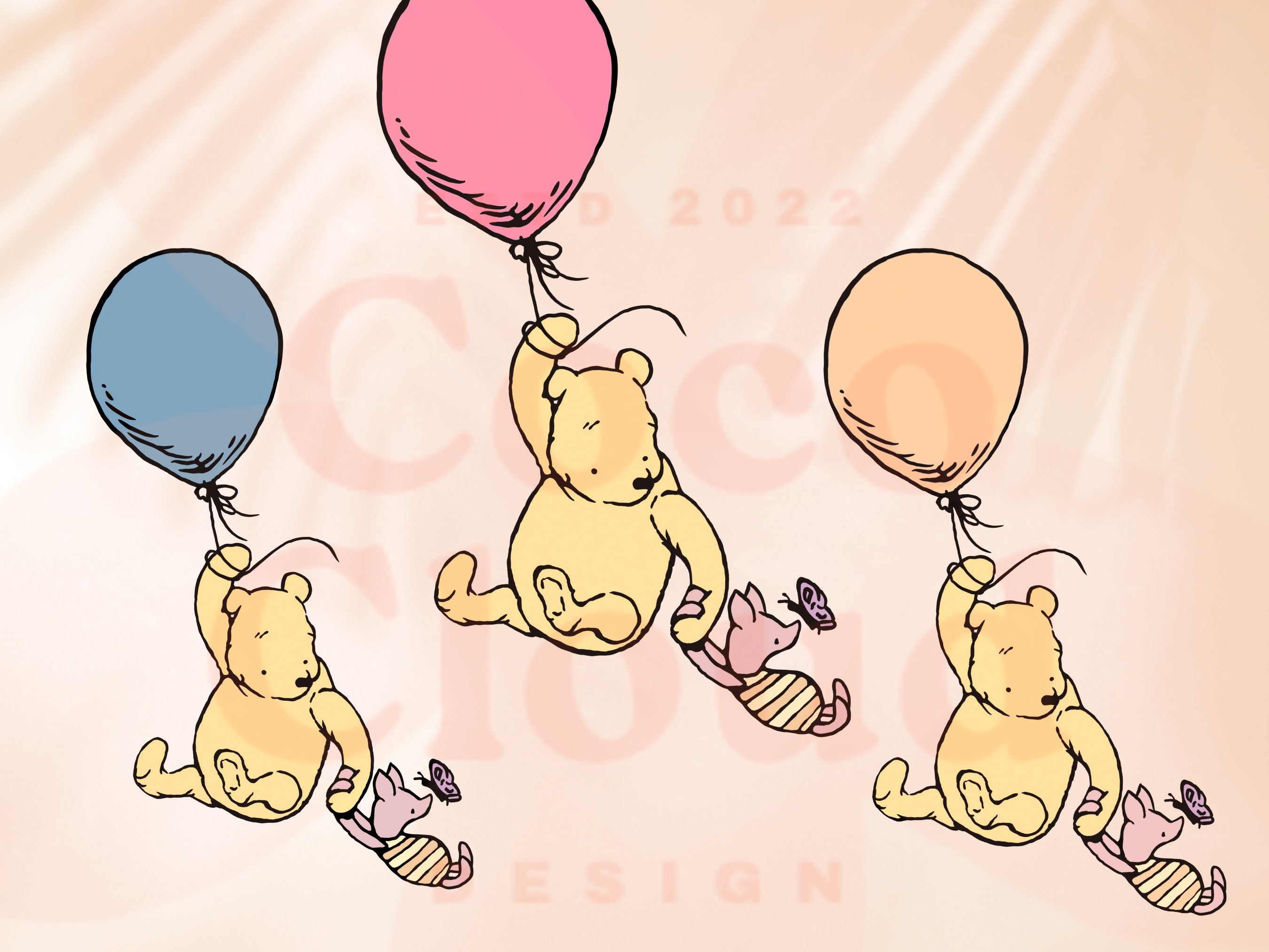 SVG Png Classic Winnie the Pooh Piglet Balloon Artwork - Etsy UK