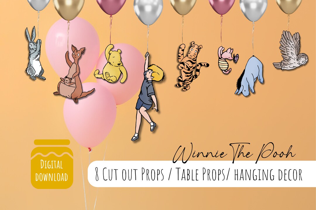 DIGITAL Prop Decorations // 8 Winnie Pooh Friends Piglet Eeyore Tigger ...