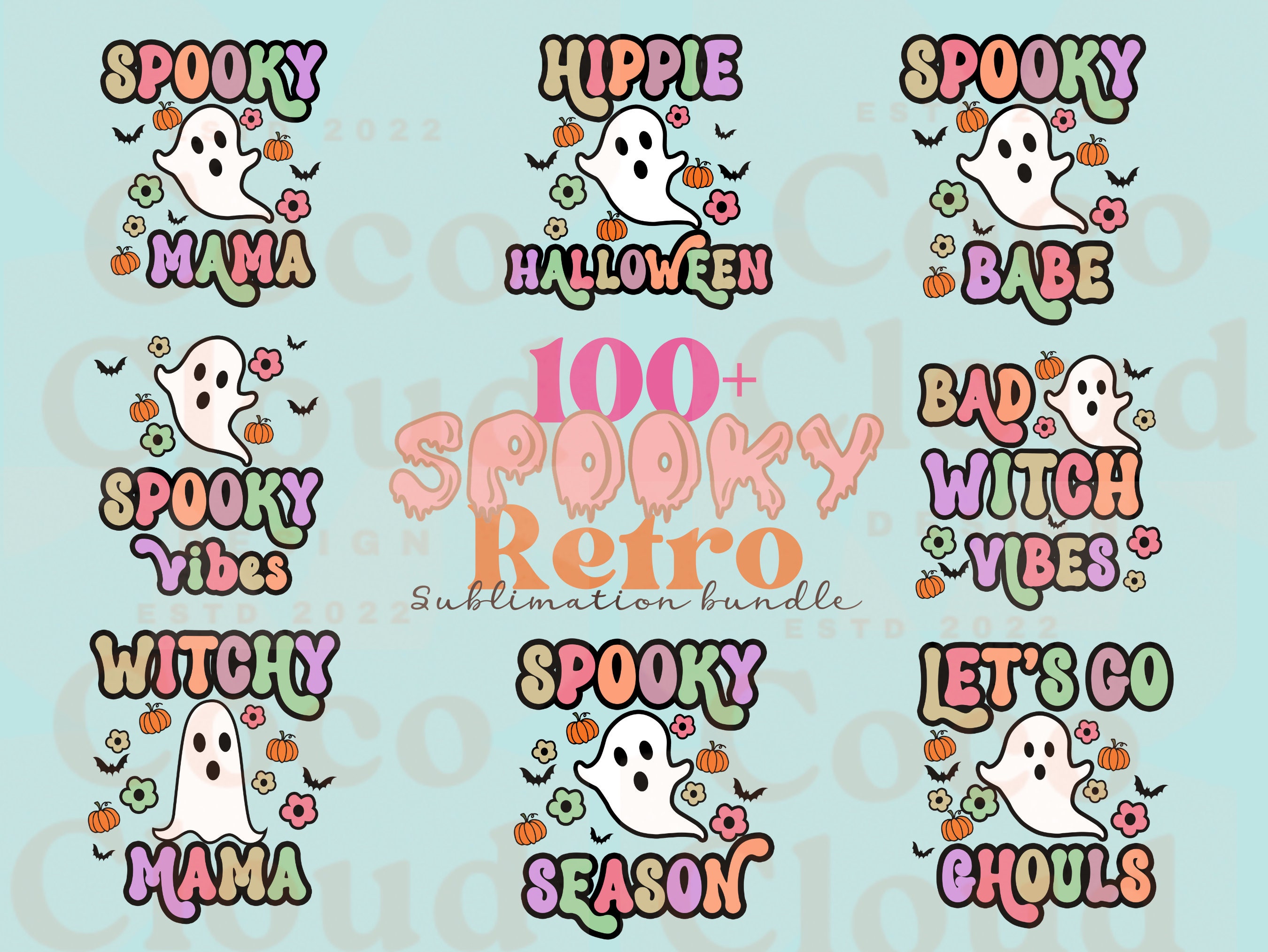100 Retro Halloween PNG Clipart Sublimation Bundle Pumpkin - Etsy