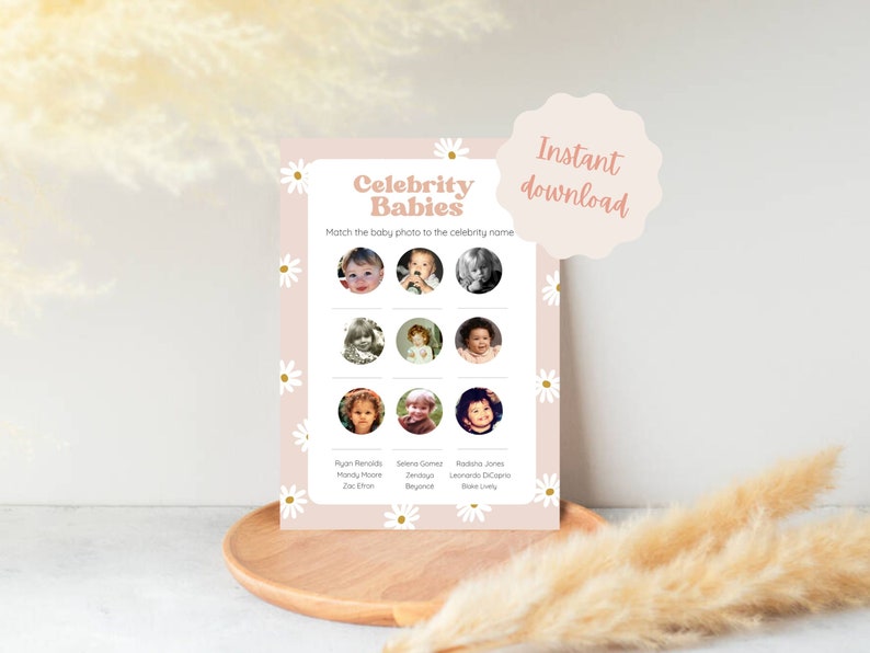 Daisy Celebrity Babies Baby Shower Game Coed Boho Gender - Etsy