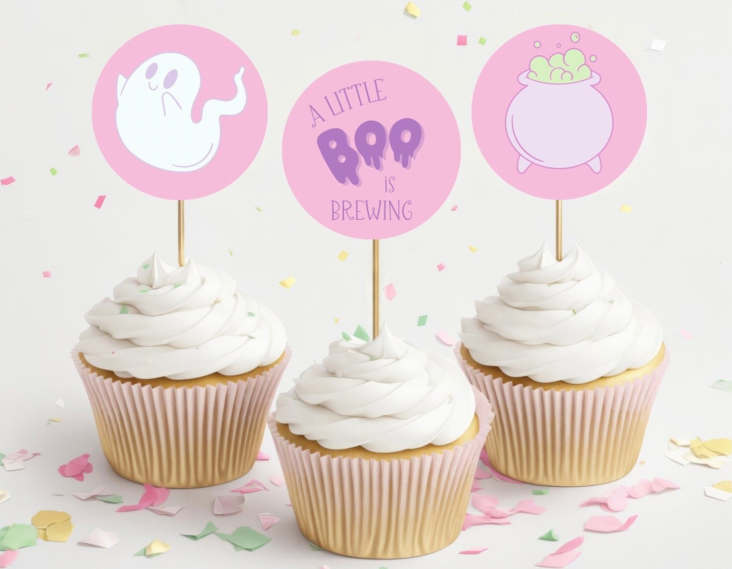 PRINTABLE Cupcake Toppers A Little Boo is Brewing Girl Baby - Etsy