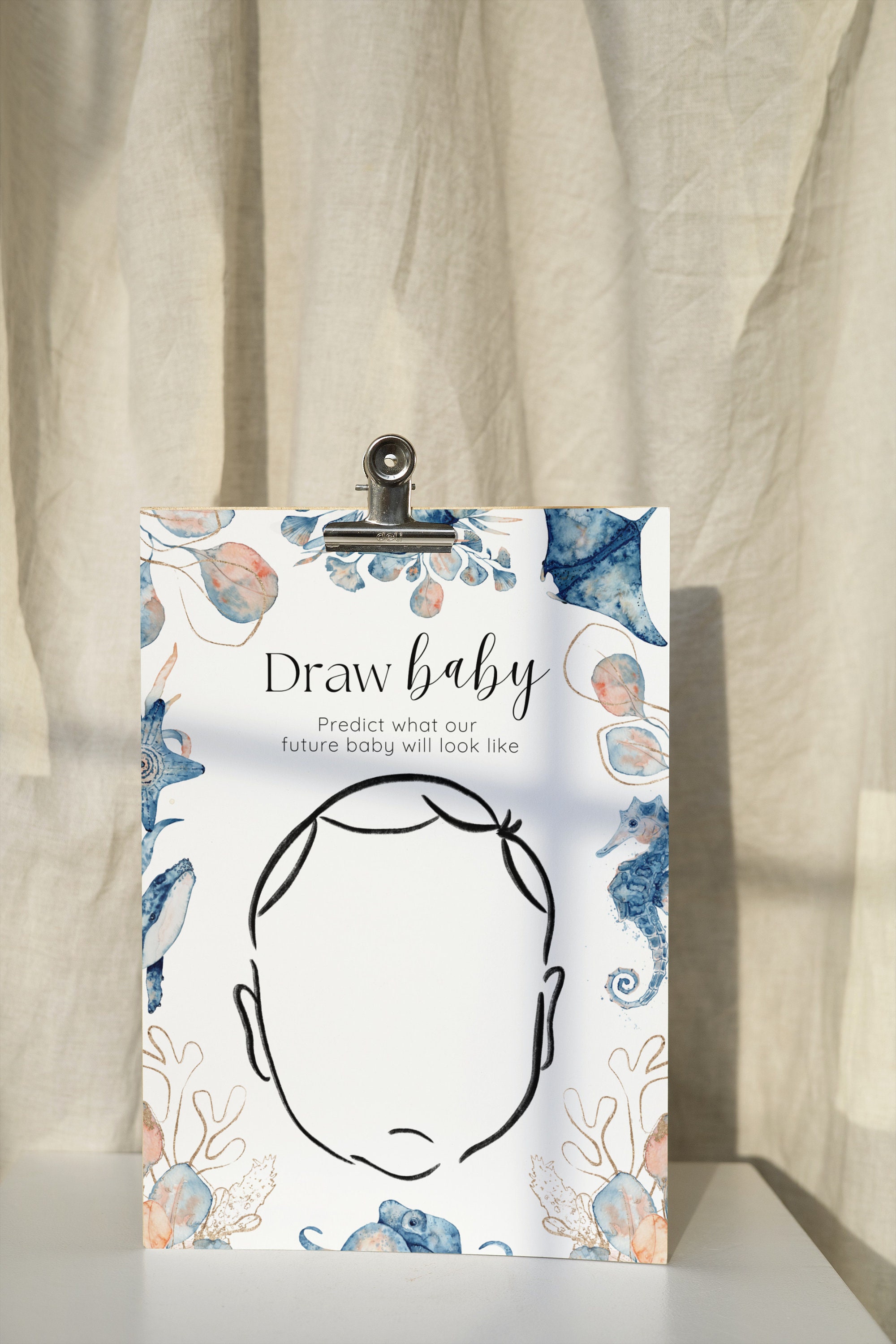 Draw Baby Under the Sea Baby Shower Game Mermaid Summer - Etsy