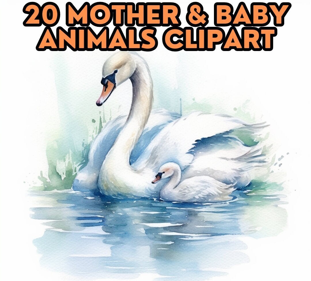 Mother's Day Watercolor Mother and Forest Baby Animals Clipart 20 300 ...