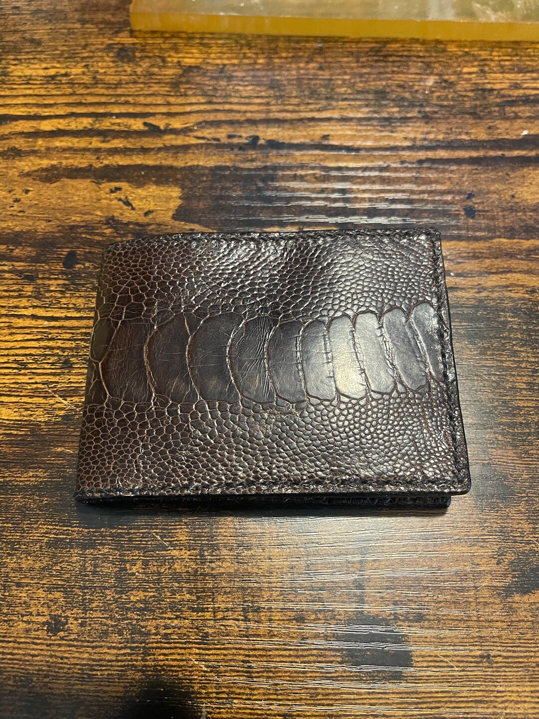 Ostrich Leg Leather Bifold Wallet - Etsy