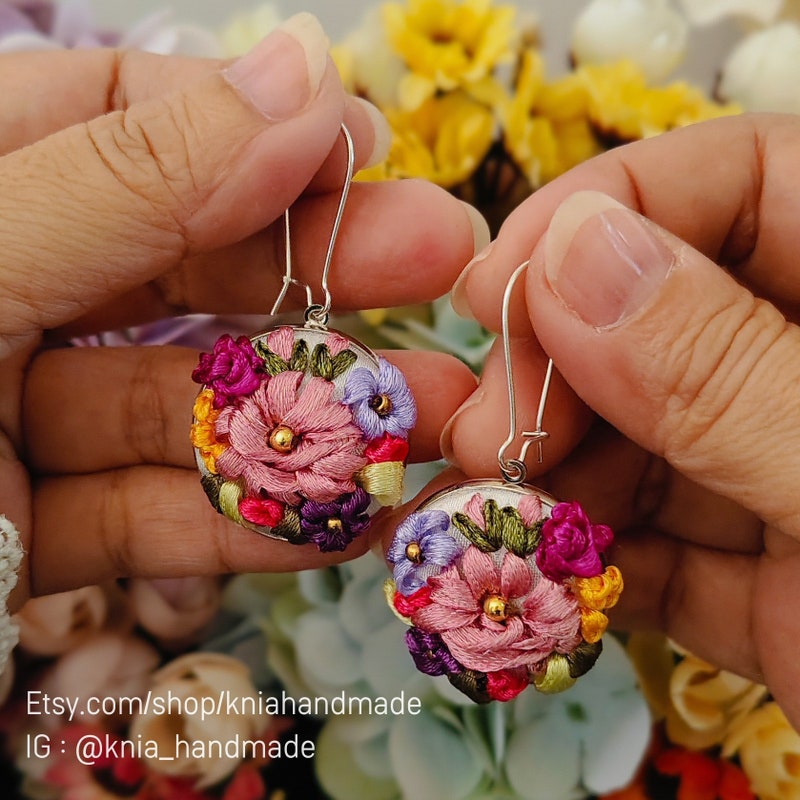 Embroidered Earrings - Etsy
