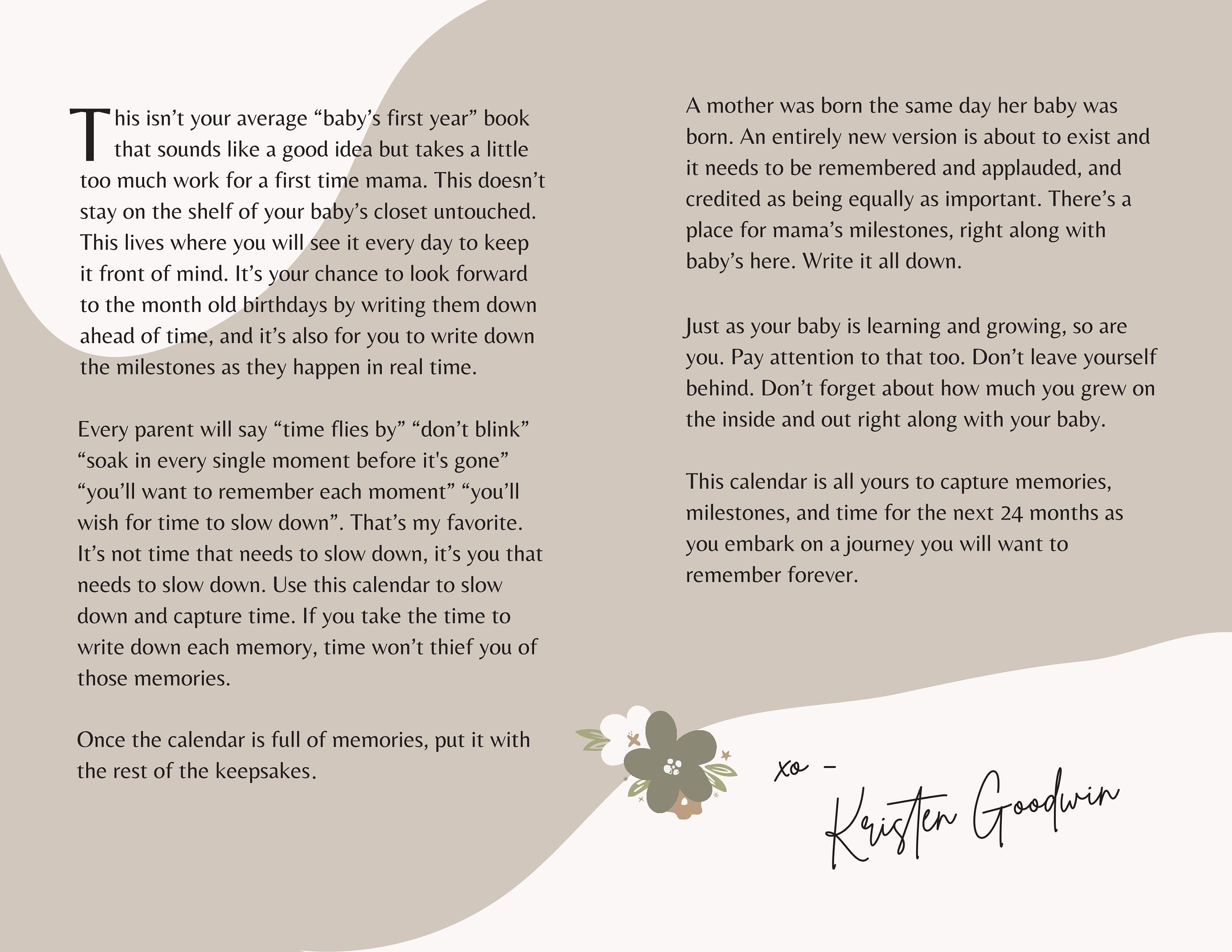 The Modern Milestones Time Capture, Calendar for First Time Moms ...